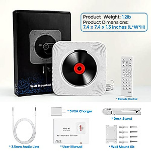 Wall CD Player,Upgraded(KC809),ROADOM CD Players for Home,Bluetooth Speakers & FM Radio with LCD Screen,Wall Mounted CD Player with IR Remote Control, Supports CD/Bluetooth/FM Radio/U Disk/SD Card/AUX