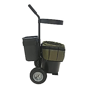 biosp Garden Carts Heavy Duty Rolling Lawn Yard Mobile Gardening Trolley Wheeled with 5 Gallon Bucket Oxford Bag Tool Organizer Storage