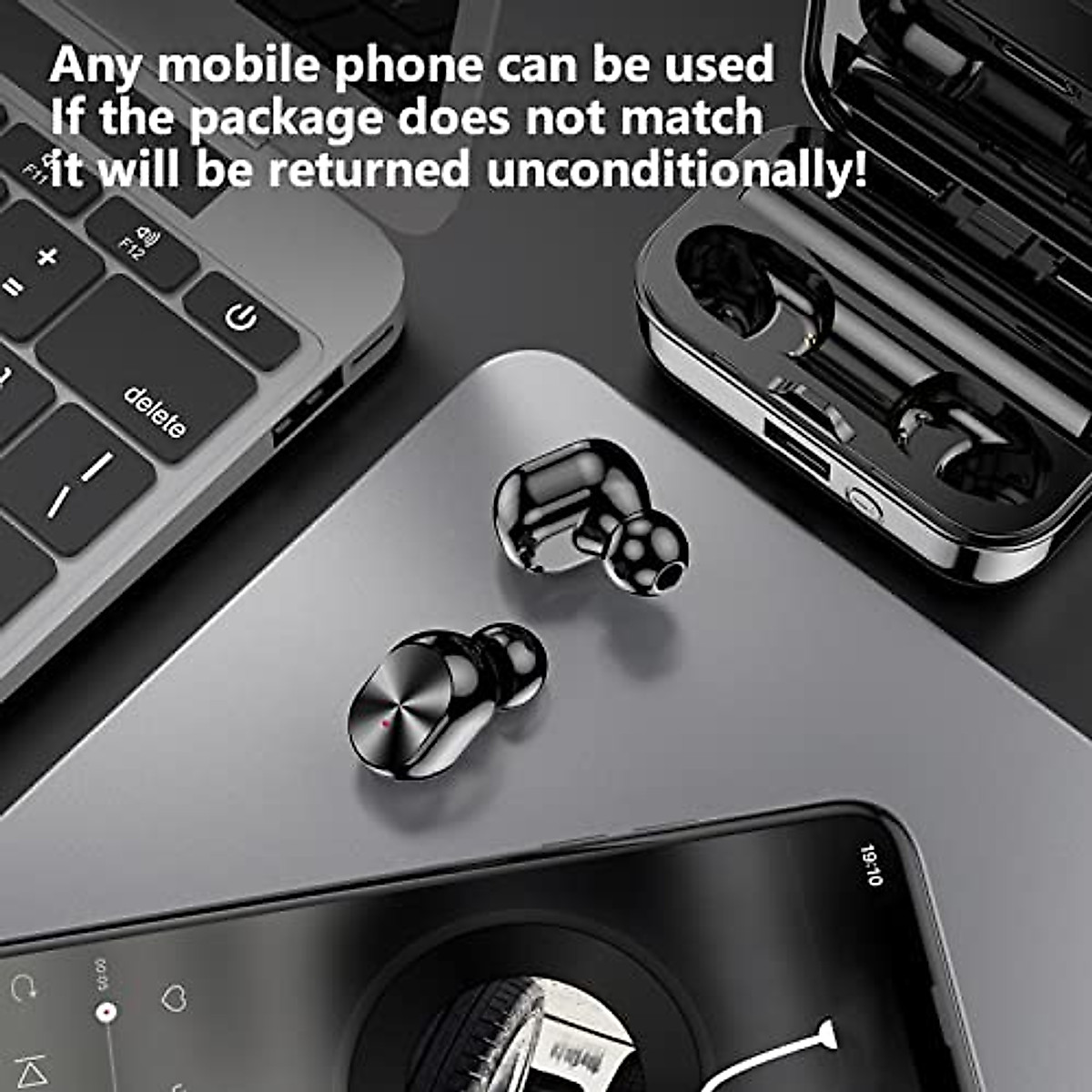 ZZKHGo Wireless Earbuds - Digital Power Display Bluetooth Headset Mini Private Mode True Wireless 5.2 Binaural in-Ear Sports Waterproof Noise Cancellation for Gifts