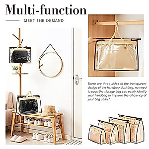 Uizokequq 10 Pack Dust bag for handbag - 4 Sizes Clear Purse Storage Organizer for Closet, Hanging Zipper Closet Organizers and Storage, Beige