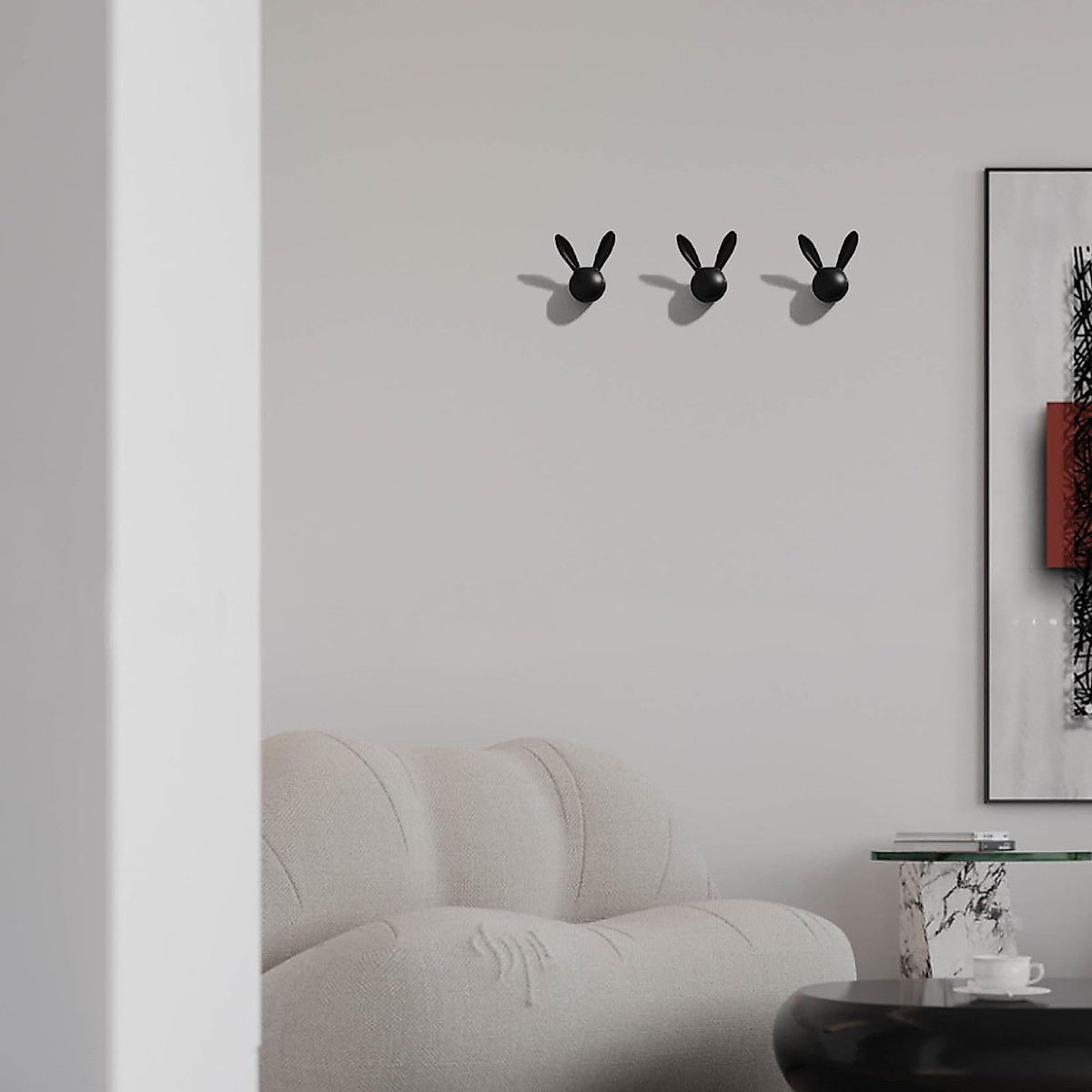 Kcmwsy 3 Pack Coat Hooks Cute Rabbit Shape Metal Towel Hooks Heavy Duty Wall Hooks Modern Bathroom Door Hooks for Coat,Bag,Hat, Scarf,Towel,Key etc (Matte Blue, Large Size)