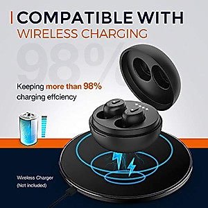 True Wireless Earbuds, BEBEN 5H Continuous 25H Cyclic Playtime IP68 Waterproof 5.0 Wireless Bluetooth Earbuds with Wireless Charging Case, Binaural Stereo Earbuds with Mic and Volume Control