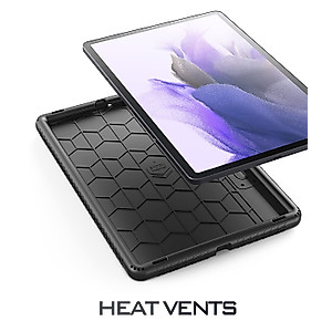 Poetic TurtleSkin Case Designed for Galaxy Tab S7 FE 12.4 Inch 2021 / Galaxy Tab S7 Plus 2020 with S Pen Holder, Rugged Shockproof Drop Protection Kids Friendly Silicone Cover Case, Black