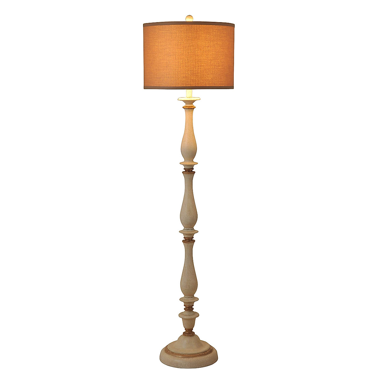 Collective Design L71520ADSAM Charlton, Crackled White and Gold Finish, Taupe Hardback Silk Shade Floor Lamp