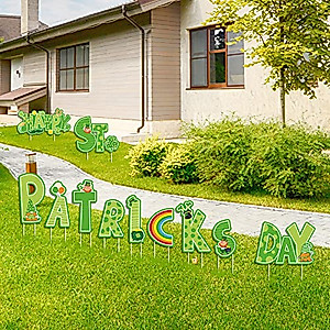 Whaline 11Pcs St. Patrick's Day Yard Signs with 22Pcs Stakes Cartoon Happy St. Patrick's Day Lawn Sign for Indoor Outdoor Home Lawn Decorations Holiday Anniversary Ornaments Party Supplies