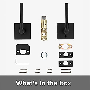 Kwikset 91540-034 Lisbon Door Handle Lever with Modern Contemporary Slim Square Design for Home Hallway or Closet Passage in Iron, Matte Black