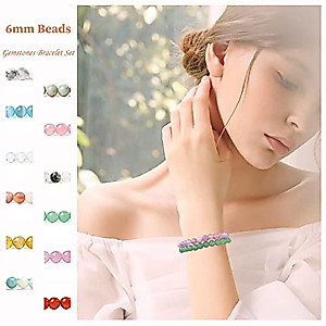 Svovin 12Pcs Gemstone 6mm Semi Precious Round Beaded Bracelet Set For Women Men Healing Crystal Stretch Energy Stone Bead Bracelets Jewelry