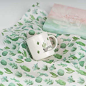 WRAPAHOLIC Gift Wrapping Tissue Paper - 25 Sheets 19.7x27.5 Inch Watercolor Cactus Print Gift Wrap Paper Bulk for Packing, DIY Crafts