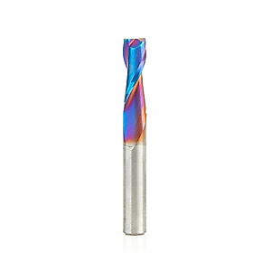 Amana Tool 46587-K CNC Spektra Extreme Tool Life Coated Spiral 2D/3D Carving 0.10 Deg Straight Angle Flat Bottom x 1/4 D x 3/4 CH x 1/4 SHK x 2 Inch Long x 2 Flute SC Up-Cut Router Bit