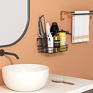 Hair Tool Organizer, NPPLUS Metal Hair Dryer Styling Holder Wall Mounted for Bathroom Countertop Storage, Hair Supply Organizer to Store Blow Dryer, Curling Iron, Straightener, Hair Products - Black