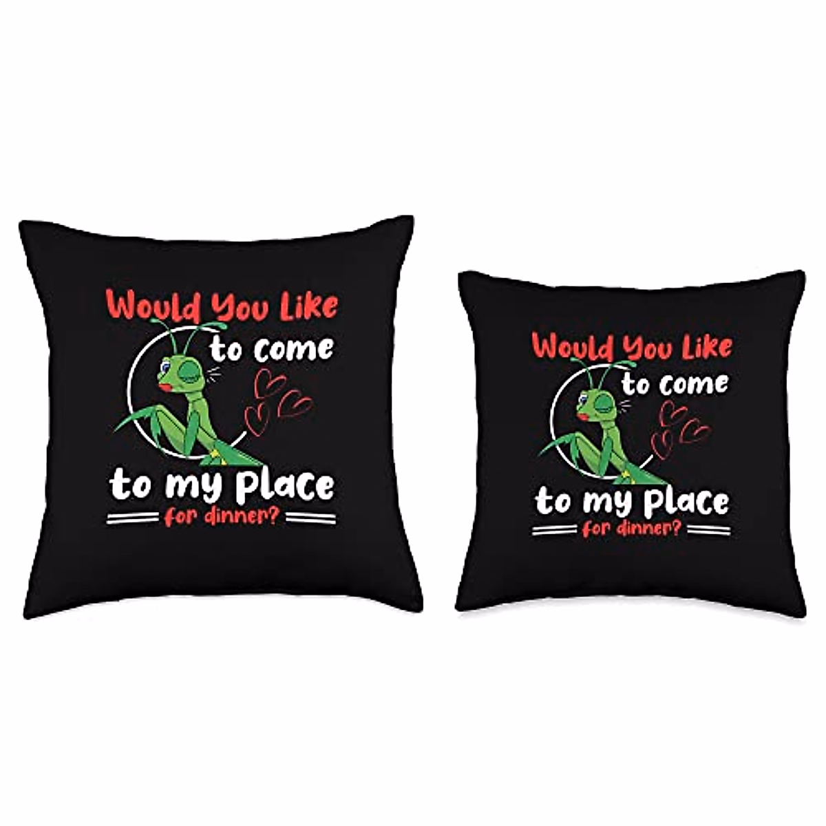 Praying Mantis Costume Insect Lover Bug Mantises Come to My Place for Dinner Insect Women Praying Mantis Throw Pillow, 16x16, Multicolor
