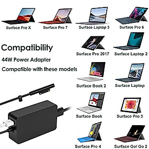 Surface Charger, 44W Power Supply Adapter for Microsoft Surface Pro 3/4/5/6/7, Surface Laptop, Surface Book, Surface Go, Surface Laptop Go, with 6.2 Ft Power Cord