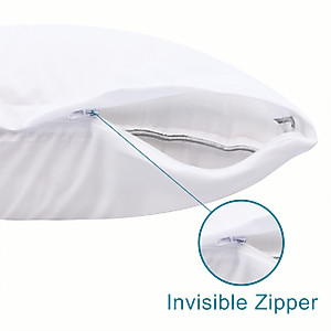 NTBAY 4 Pack Zippered Waterproof King Pillow Protectors, Super Soft Quiet Zip Pillow Protectors, 20x36 Inches Jersey Pure White Waterproof Pillow Cases Covers
