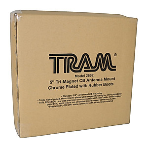 Tram® 5-Inch Tri-Magnet CB Antenna Mount with Rubber Boots and 18-Foot RG58A/U Coaxial Cable, Silver