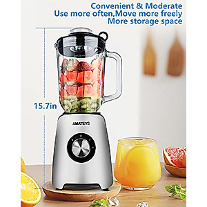 Amateys Quiet Smoothie Blender with 50 Oz Glass Jar,Professional Kitchen Blender for Shakes and Smoothies,Countertop Blender Speed Adjustable for Ice Crush Frozen Fruit Puree Mlikshakes