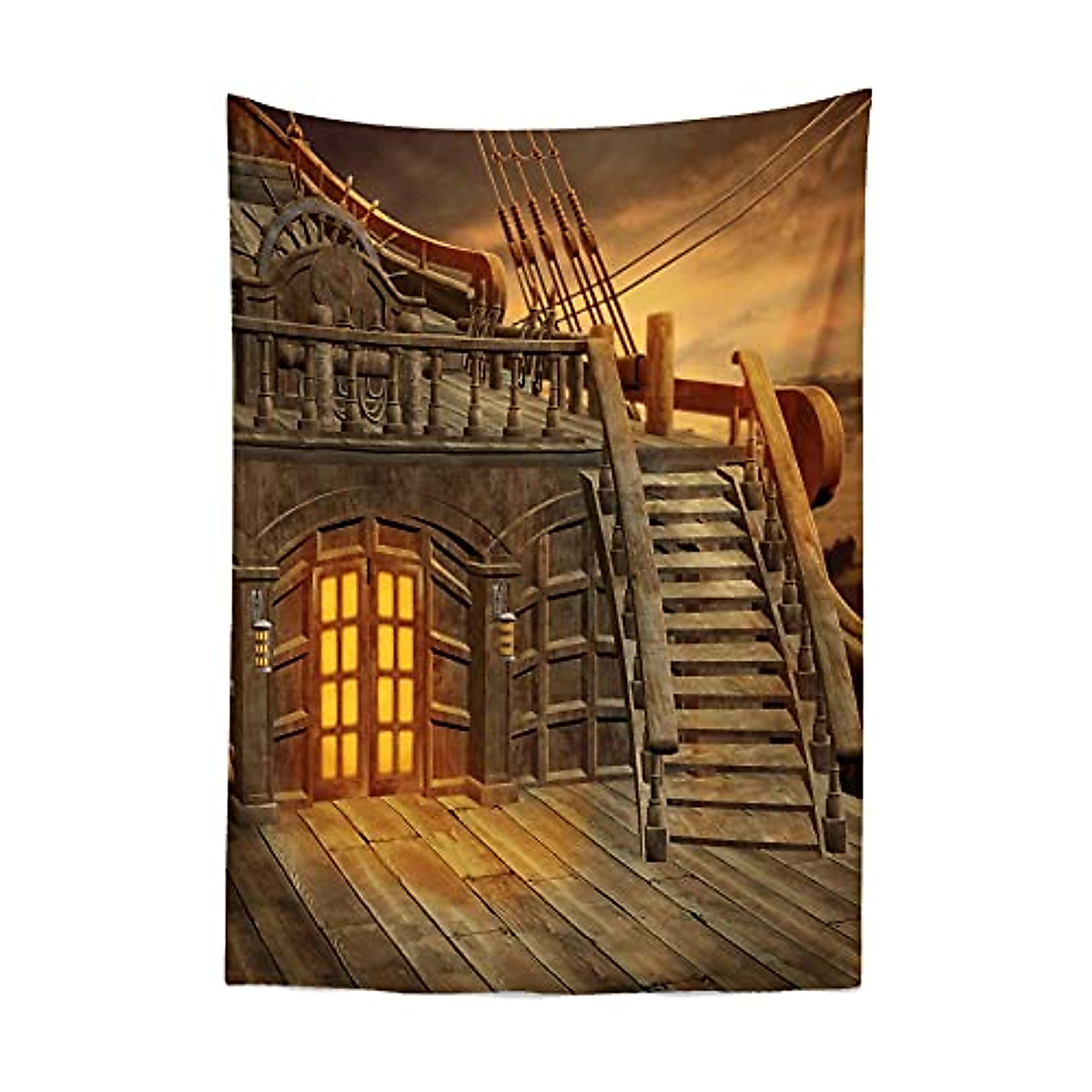 CORFOTO Fabric 3x5ft Sailing Backdrop Theme Photography Pirate Ship Deck Attic Stairs Background for Boy Girl Adult Portrait Photoshoot Birthday Party Bridal Shower Room Tapestry Pet Photo Booth