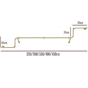 Wall-Mounted Clothes Rail, Clothing Display Rack, Heavy-Duty Industrial Tube Clothes Rail, Detachable Multifunctional Metal Hanger/Space Saving/Strong Load-Bearing/Golden / 300cm