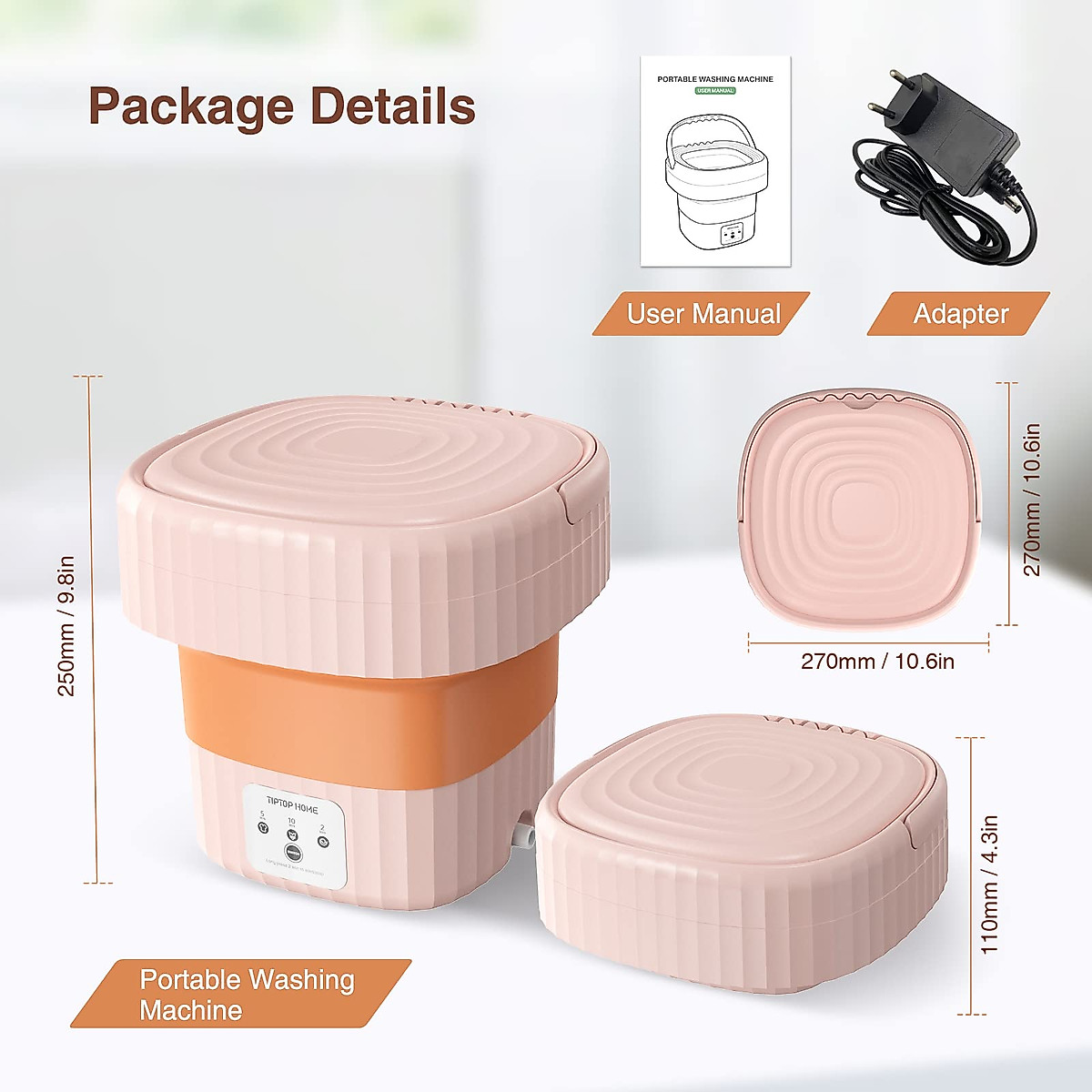 Portable Washing Machine, Mini Washing Machine Foldable Laundry Bucket,Portable Small Washer by for Socks Underwear or Small Items, Travel Business Trip or College Rooms