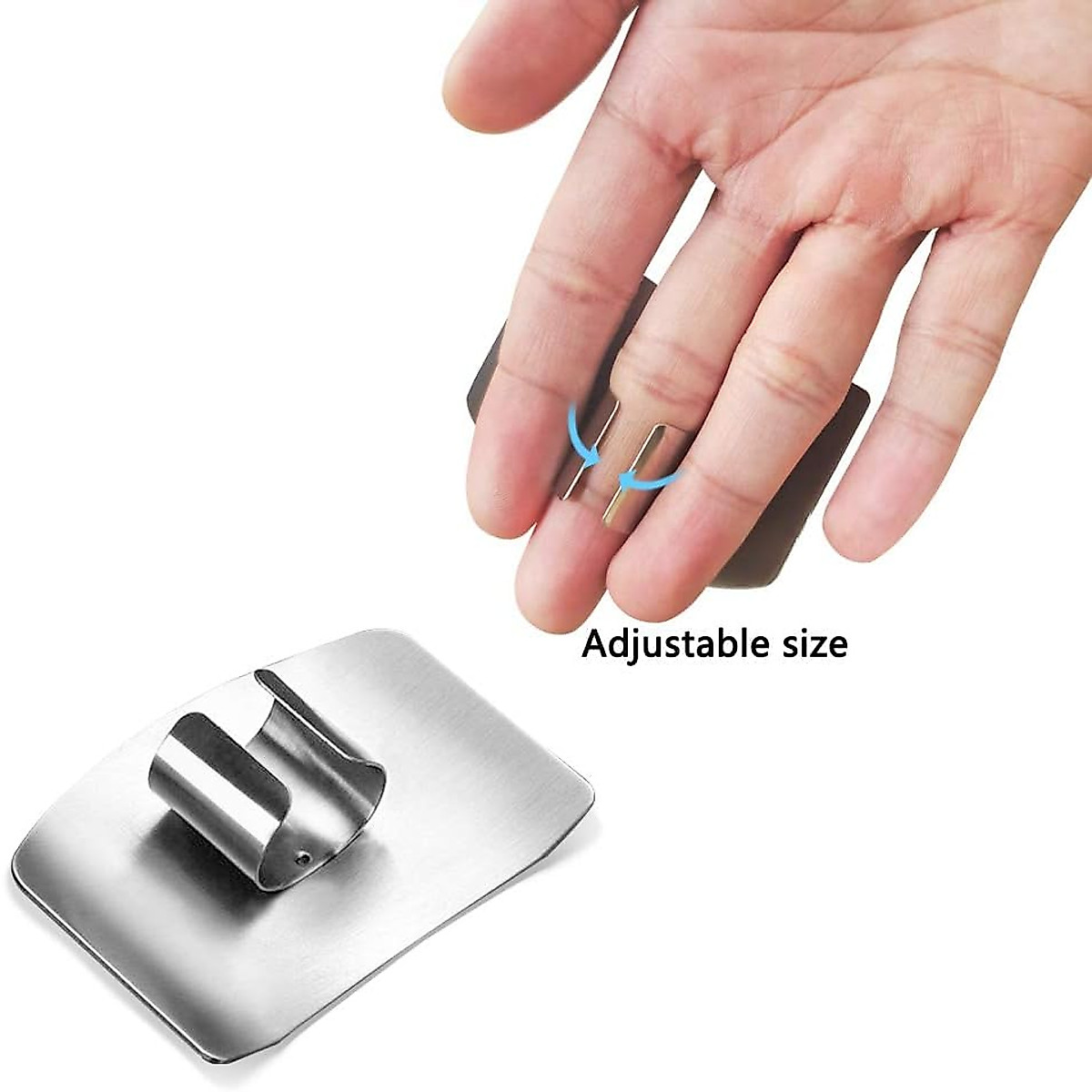 JK-GMTE 8 Pieces Finger Guards for Cutting, Stainless Steel Knife Cutting Finger Protectors Adjustable Safe Slice Hand Guard Protect Fingers for Food Chopping Slicing Cutting (Silver)