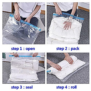 Indefinable Storage Bags No Vacuum,Space Bags Compression for Travel Storage,Hand Roll Seal Vacuum Bags for Clothes,Travel Space Saver Bags Roll Up Compression Storage Bags