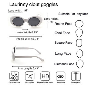 Laurinny Authentic Clout Goggles, Checkered sunglasses Retro Oval Retro Mod Fashion Sunglasses 90s (2pack)