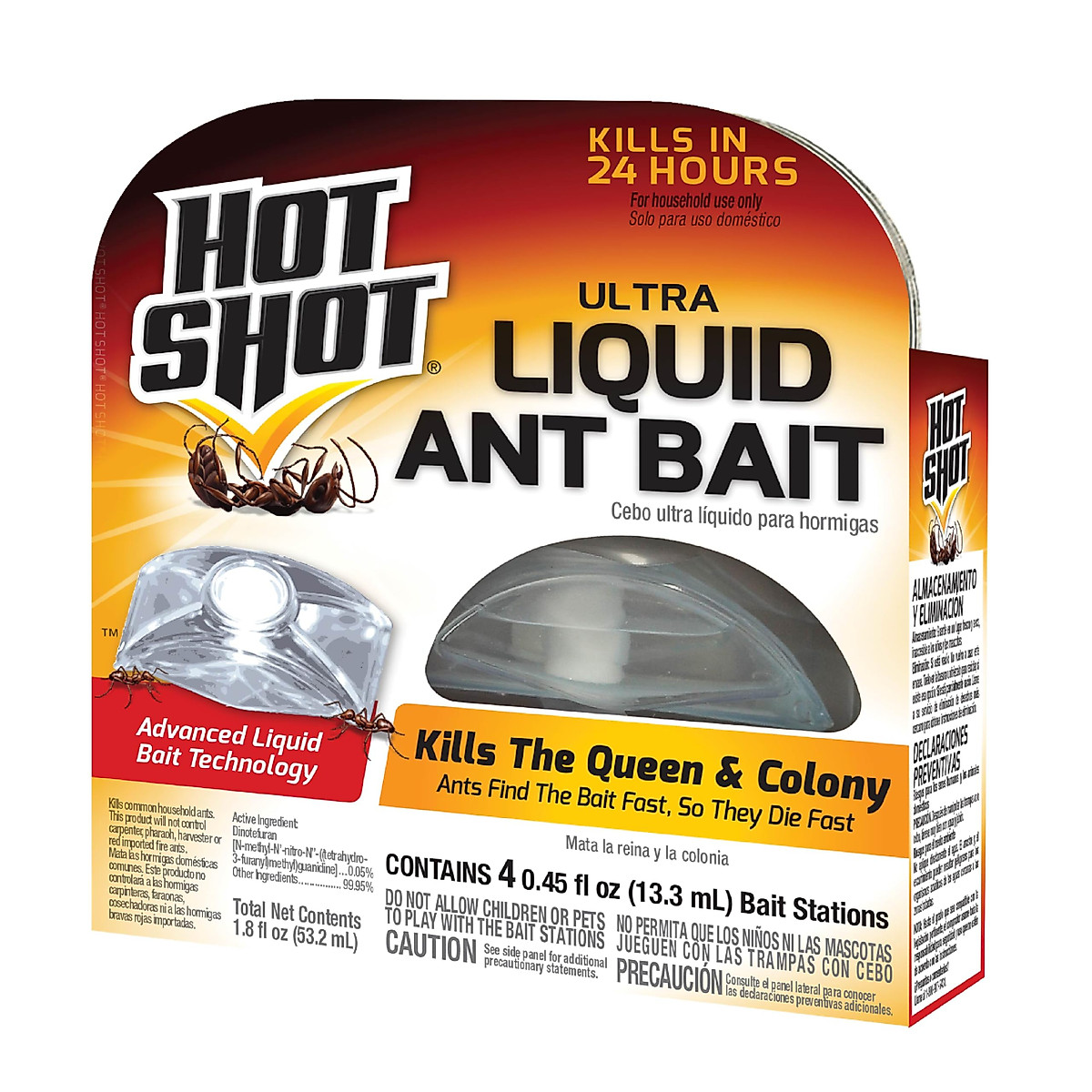 Hot Shot Ultra Liquid Ant Bait, Contains Both Food & Water, 4 Count, Berry