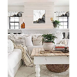 RainbowDay Valance Curtain Elegant Decorative Rod Pocket Valances Wild Marble Pattern Gold Black Grey White Ombre Window Curtain Valance for Kitchen Bathroom Bedroom Basement Cafe,1 Panel 54x18 Inch