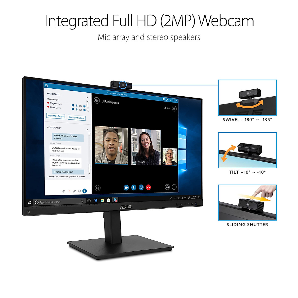 ASUS 27” 1080P Video Conference Monitor (BE279QSK) - Full HD, IPS monitor (Renewed)