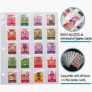 500+ Game Card Holder Compatible with Animal Crossing Mini Amiibo Cards, Cartridges Organizer Binder fit for Nintendo Switch PS Vita Games SD Memory Cards
