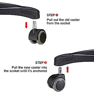 2 Inch Office Chair Wheels, Heavy Duty Rotating Desk Chair Caster Wheels Replacement Universal Fit Standard Size Roller, Set of 5, 330-lbs Load Capacity