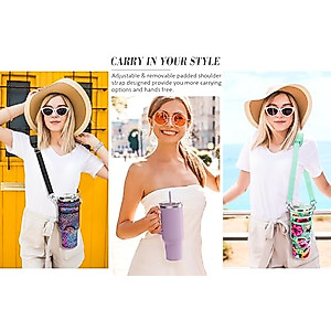 Fimibuke 40 oz Tumbler with Handle & Carrier Bag, Stainless Steel Insulated Cup with Lid & Straw & Purse Pouch Phone Pocket, Gym Water Bottle Cupholder Friendly Women Men Travel Mug with Sleeve Holder