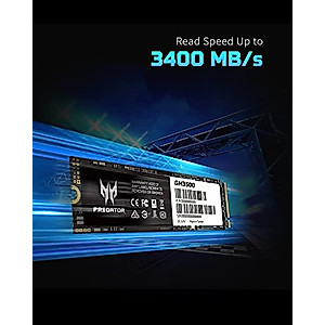 acer Predator GM3500 1TB NVMe SSD - M.2 PCIe Gen3 (8 Gb/s) x 4 Interface Internal Solid State Hard Drive with DDR4 DRAM Cache Up to 3400 MB/s - BL.9BWWR.102