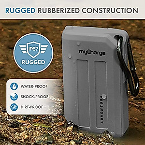 myCharge Portable Charger Waterproof USB C Power Bank Adventure 10050mAh Internal Battery / 18W Turbo Fast Charging Rugged Outdoor External Battery Pack Backup for Apple iPhone, iPad, Android