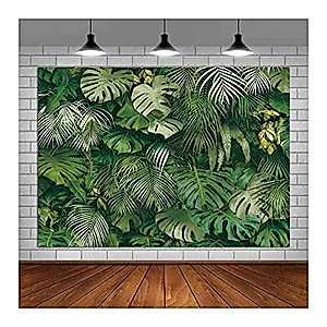 Green Tropical Palm Leaves Picture Photography Backdrop Vinyl 7x5ft Jungle Safari Plants Photo Background for Hawaiian Luau Party Decor Banner Birthday Baby Shower Supplies