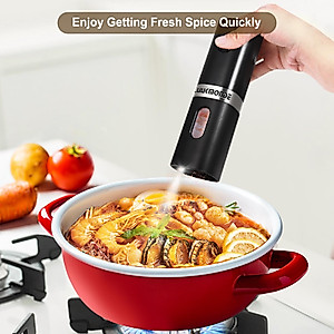 LUUKMONDE Electric Salt and Pepper Grinder, Salt and Pepper Kitchen Grinders, Battery Operated Automatic Pepper Mill Grinder with LED Light, Adjustable Coarseness, One Hand Operation