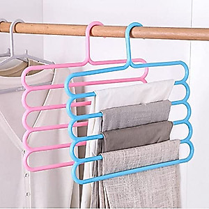 Multifunction Trousers Hanger, Anti-Slip Pants Hangers, Plastic Space Saving Clothes Hanger, Household Trousers Scarf Storage Storage Rack(White)