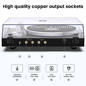 ANGELS HORN High Fidelity Vinyl Record Player, Bluetooth Turntable, 2 Speed Belt Drive, Built-in Preamp, Adjustable Counterweight,Magnetic Cartridge, Upgraded Version