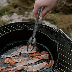 KSENDALO Plastic Cooking Meat Fork 12.4in Two Prong Kitchen Nylon Nonstick Carving Serving Fork Turning Holding Sausages Bacon Meatball etc Black