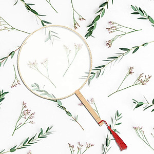 Beufee 2 Pack Chinese Hand Fan, DIY Chinese Round Fan Chinese Ancient Style Court Blank Hand Fan Chinese Style Silk Fan for Women Dance Wedding Translucent Silk