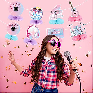 Popular Birthday Party Decorations Music Party Honeycomb Centerpieces Guitar Themed Party Decorations for Girls Birthday Fans Celebration Party Supplies