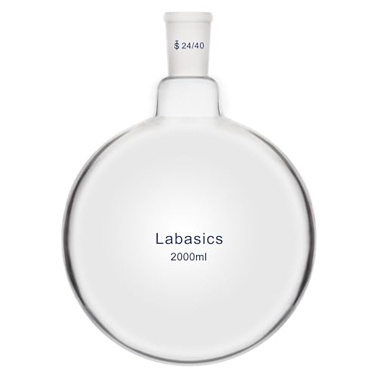 Labasics Glass Round Bottom Flask, Borosilicate Glass Heavy Wall Short Neck Round Bottom Flask RBF Single Neck Flask with 24/40 Standard Taper Outer Joint, 2000 ml