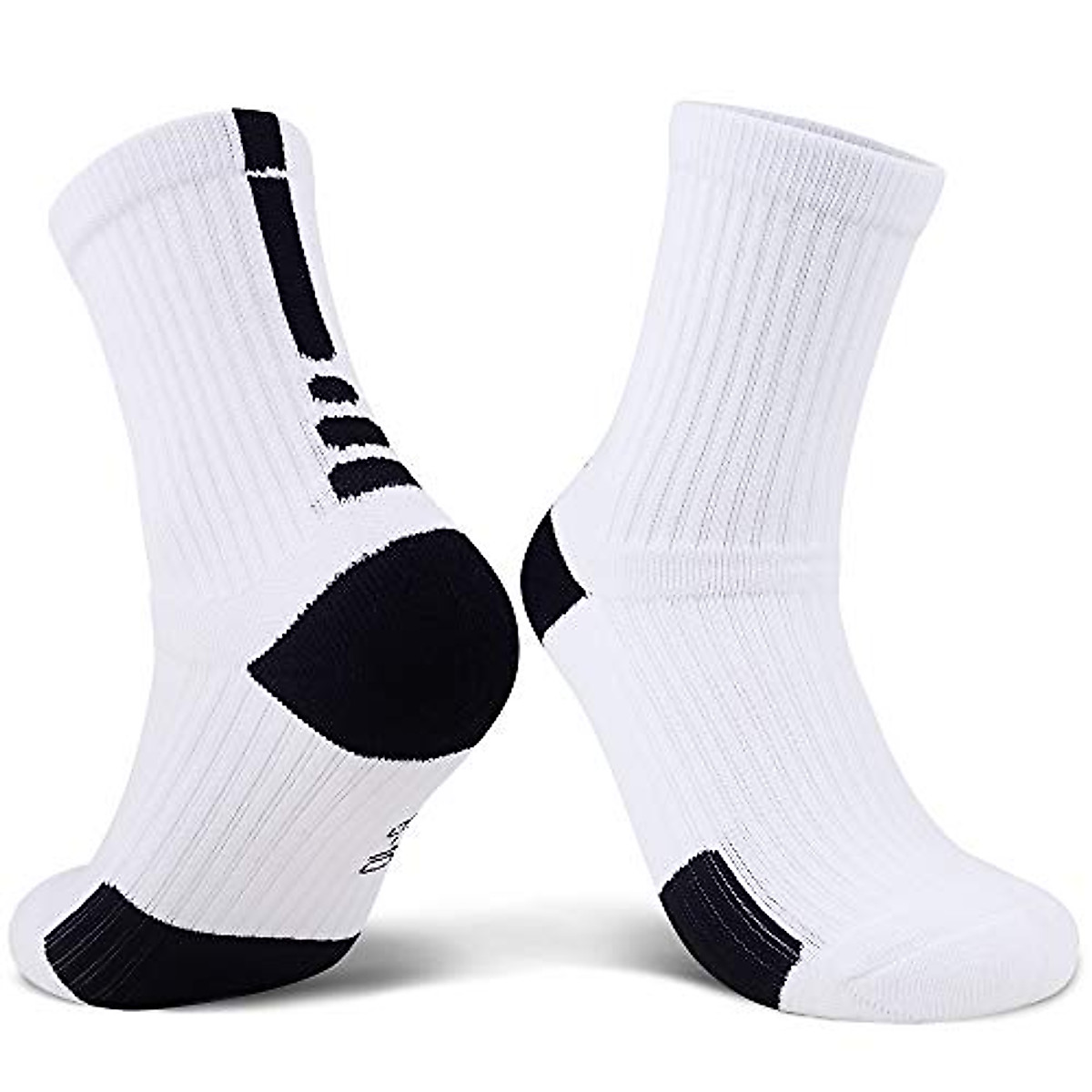 JHM boys Athletic Sport Team Basketball Soccer Crew Socks, 6 Pairs Color#1, 8-11 Years