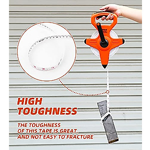 DIFFLIFE Open Reel Measure Tape Measuring Reel,165-Feet-50M by 1/2 Inch, 3X Speed Double-Coated Fiberglass Tape Measure with Metal Spike, Athletic Field, Long Jump Measuring Tape Reels (165FT)