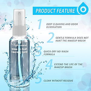 Felico Makeup Brush Cleaner, No-washing Quick Drying Deep Cleaning Spray Ideal for Makeup Brushes Sponges Gifts for Women Girls 3.38 oz