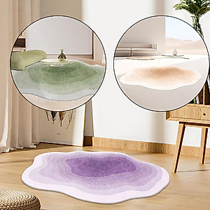 Modern Abstract Area Rugs Cute Gradient Irregular Carpets for Living Room Geometric Irregular Shaped Bedside Rug Non-slip Washable Large Area for Bedroom Entryway Dorm Kitchen, (Lotus Root Pink)