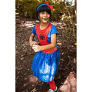 Marvel Spider-Man Toddler Girls Tulle Cosplay Dress Leggings and Headband 3 Piece 5T