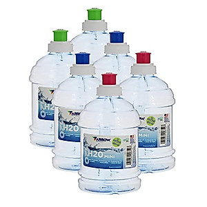 Arrow H2O On The Go Water Bottle, 18 Fl Oz (Includes 6 Bottles) - Mini Clear Plastic Water Bottle with Push Cap - Made in the USA, BPA Free - Built-In Handle, Ideal for School and Sports Practice