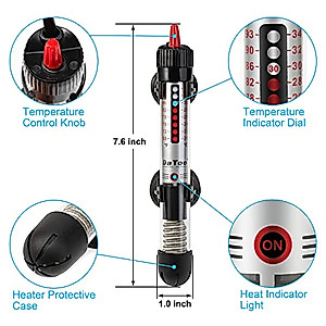 DaToo 50 Watt Aquarium Heater Submersible Adjustable Temperature Fish Tank Heater 50W