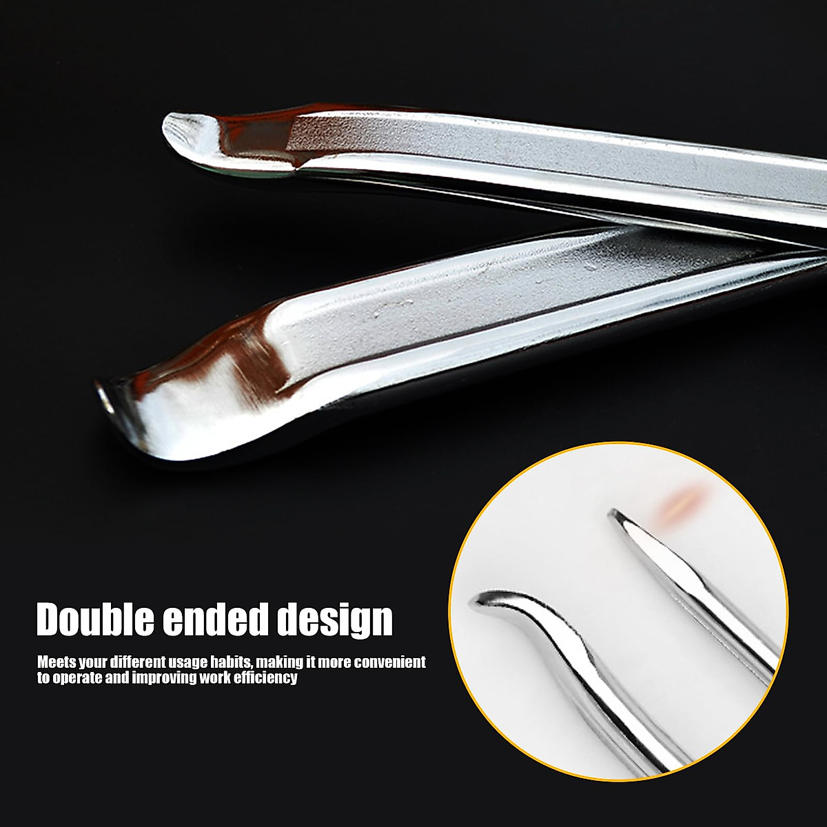 GKmow 3 PCS Car Tire Iron Kit, Tire Scoop Spoons Crowbar Lever, Rim Protectors Kit, Universal Tire Repair Maintenance Tools for Most Cars Motorcycles (Silver)