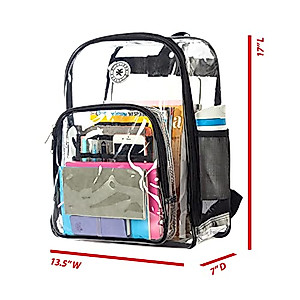NiceAndGreat Heavy Duty Clear Backpack See Through PVC Stadium Security Transparent Workbag | Black